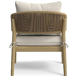 SIMPLIHOME Bayshore 28 Inch Wide Contemporary Outdoor Conversation Chair (Set of 2) in Natural Polyester Fabric, Fully Assembled, For the Living Room and Family Room