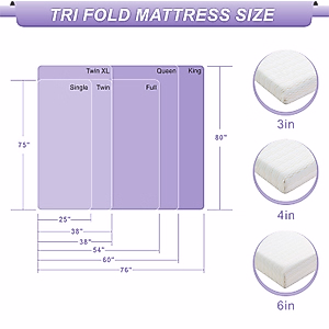 MUUEGM Folding Mattress 6 Inch Tri Folding Memory Foam Mattress Topper Queen Size Foldable Mattress with Washable Cover,Guest Bed Mattress with Storage Bag for Yoga/Camping/RV,Non-Slip Bottom