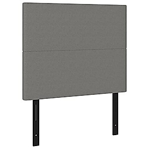 vidaXL Bed Frame, Box Spring Bed Single Platform Bed with Mattress, Bed Frame Mattress Foundation with Headboard for Bedroom, Dark Gray Twin XL Fabric