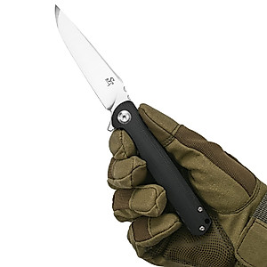 Sitivien ST101 Folding Knife, D2 Steel Blade+G10 Handle Tool Knife, EDC Pocket Knife for Outdoor, Camping, Hunting, Survival (Black)