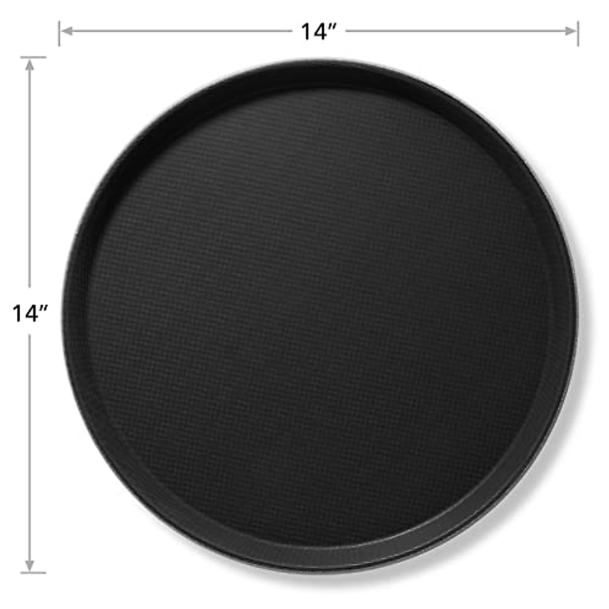 Jubilee (Set of 4) 14" Round Restaurant Serving Trays, Black - NSF Certified Non-Slip Food Service Tray