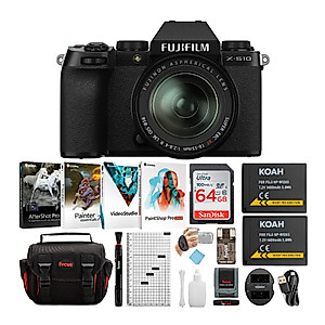 Fujifilm X-S10 Mirrorless Digital Camera with XF 18-55mm f/2.8-4 R Lens Kit Bundle and Essential Accessory (5 Items)