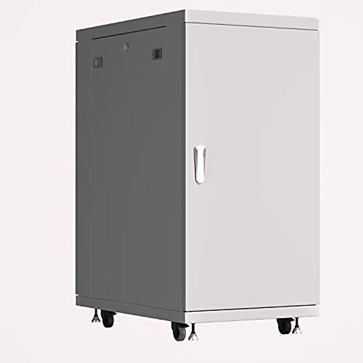 Sysracks 22U 35 Inch Deep Grey White Server Rack IT Network Data Rack Cabinet Enclosure Fully Lockable on Wheels - LCD Screen - Ventilation System - PDU - Glass Door - Rich Accessories Kit