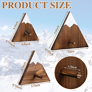 Barydat 3 Pcs Nursery Wall Hooks Wooden Coat Hooks Wall Mount Forest Woodland Nursery Decor Entryway Decorative Mountain Hooks for Towel Hat Bedroom Newborn Baby Shower Gifts(Brown)