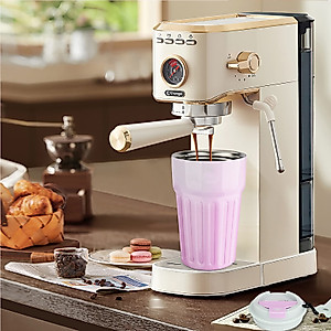 KETIEE Insulated Coffee Cup with Leakproof Lid,Reusable Coffee Cups Travel Cup,13 OZ Coffee Travel Mug,Double Walled Coffee Mug,Stainless Steel Coffee Mug for Hot Cold Drinks (Grad Pink)