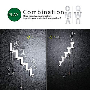 Awooden Letter Decoration Coat Robe Towel Hook Stainless Steel Multifunctional Clothes Hook for Bathroom Kitchen (A),Silver