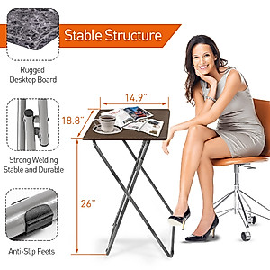 Garden 4 you Portable Folding TV Tray/TV Trays Foldable Dinner Snack Trays Table, Portable Foldable Table Small Sofa Bedside Tables with Light Weight, 15 x 18.9 x 26 in(Black Marble,1PC)