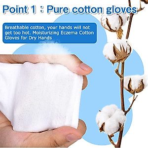 24Pcs Moisturizing White Cotton Gloves for Dry Hands Eczema Gloves for Kid and Women Stretchable Reusable Cloth Gloves(S)