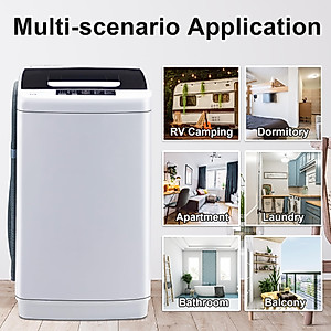 Spurgehom Portable Washing Machine, 15.6 lbs Full Automatic Washing Machine Built- in Pump Drain, washer and dryer combo with LED Display, 10 Cycles, 8 Water Level, Laundry Machine for Apartment, Rv