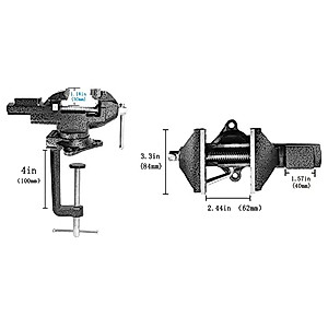 MYTEC Bench Vise or Table Vise, multifunctional jaw, multi-functional Combined Vise with Quick Adjustment, Universal Rotate 360° Work Clamp-On Vise, 3.3" black