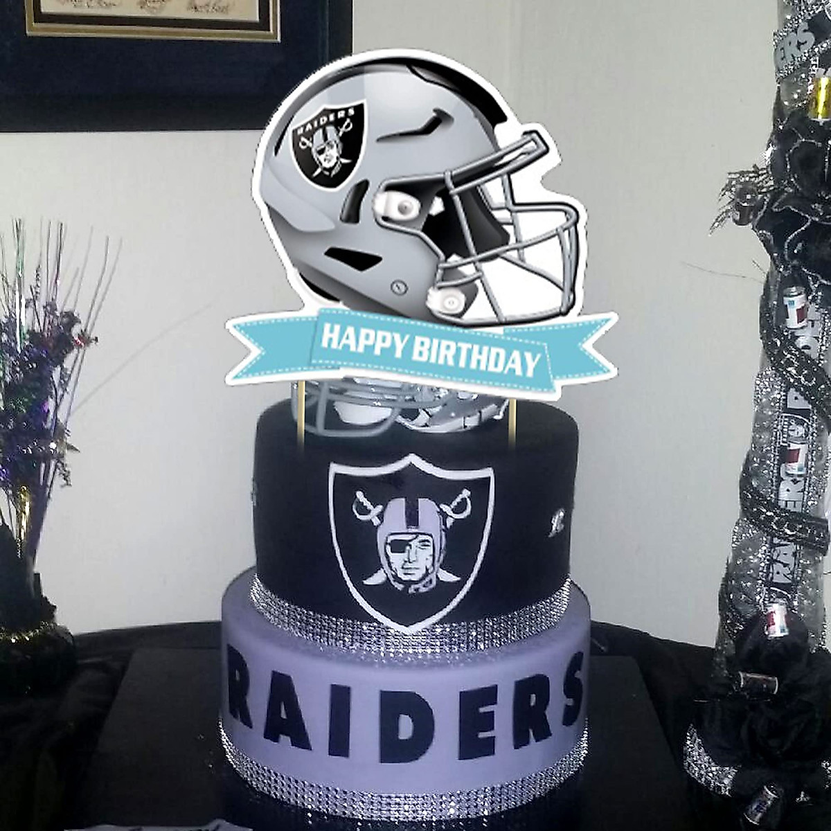 KOOMEE 32 Pcs Raiders Party Supplies, Rugby Theme Party Supply Set for Kids with 1 Happy Birthday Banner Garland, Cake Topper,12 Cupcake Toppers, 18 Balloons for Football Rugby Fans Party Decorations