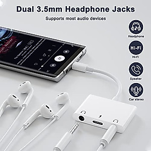 UWECAN USB C to 3.5mm Audio Adapter, 3 in 1 Aux to USB C Headphone Splitter Dual 3.5mm Audio Jack and PD 60W Fast Charging, Compatible for iPad Pro,Galaxy S22 S21 S20/Note 20,Pixel 4 3 XL,Huawei,etc