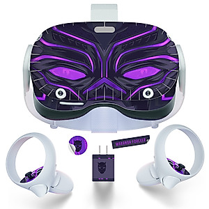 Black Cat Purple Helmet Skin Wrap Decal for Oculus Quest 2 Vinyl and Easy to Apply - Detailed Video Instructions Included