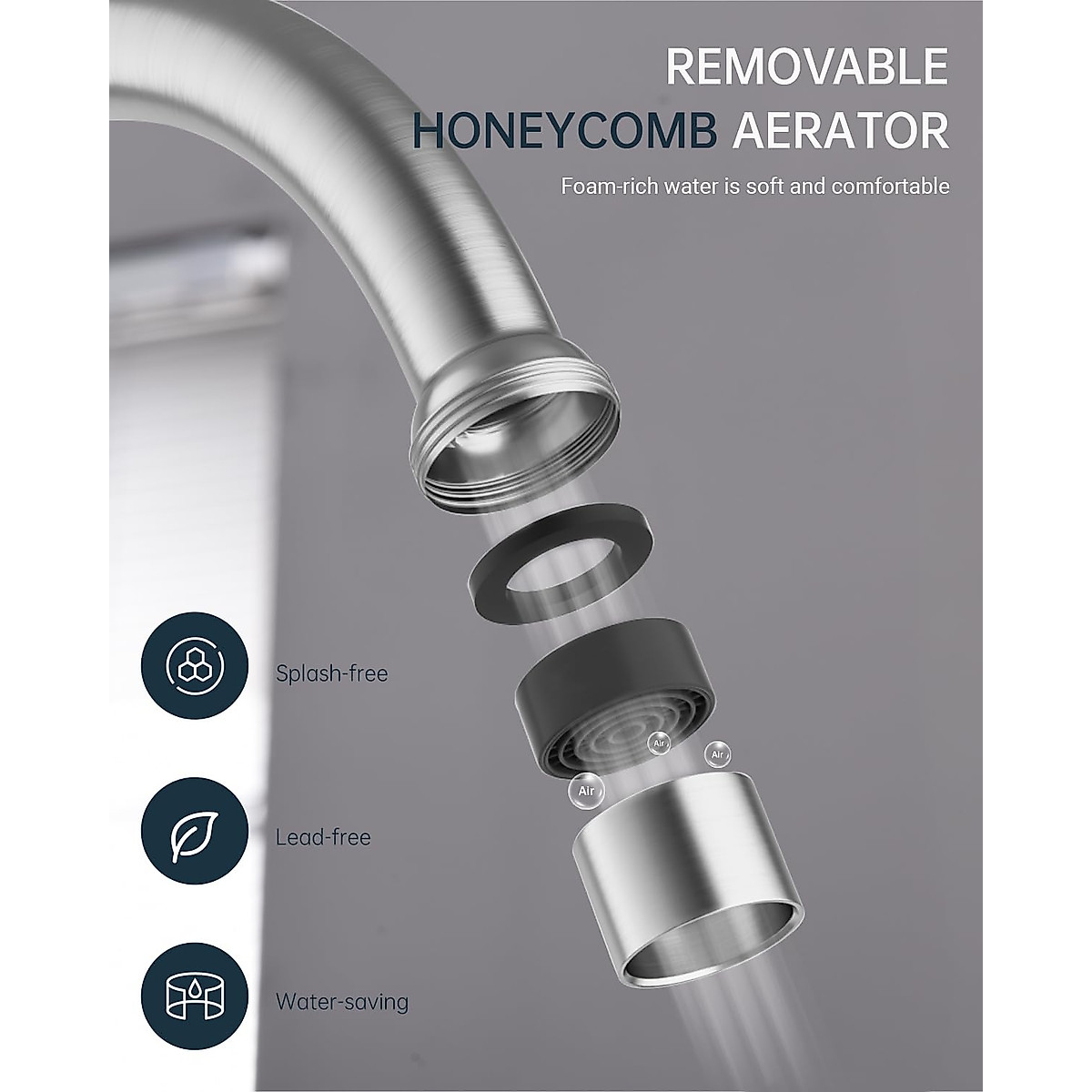 APPASO Kitchen Faucet with Side Sprayer, 2-Handle High Arch SUS304 Stainless Steel Brushed Nickel Kitchen Faucet with Pull-Out Side Spray for RV Laundry Utility Bar, 8-in 4-Hole Installation