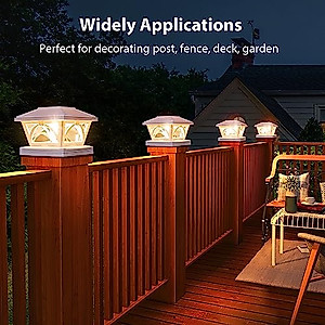 ENSLI Solar Post Cap Lights Outdoor, 6 Pack Brighter Solar Post Lights Outdoor Waterproof, Fence Post Cap Lights Solar Powered Deck Post Lights Fit 4x4 5x5 6x6 Posts for Fence Deck Garden Decoration