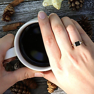 2.40ct Princess cut 3 stone Solitaire Natural Black Onyx Engagement Promise Anniversary Bridal Ring 18K Yellow Gold 10.25