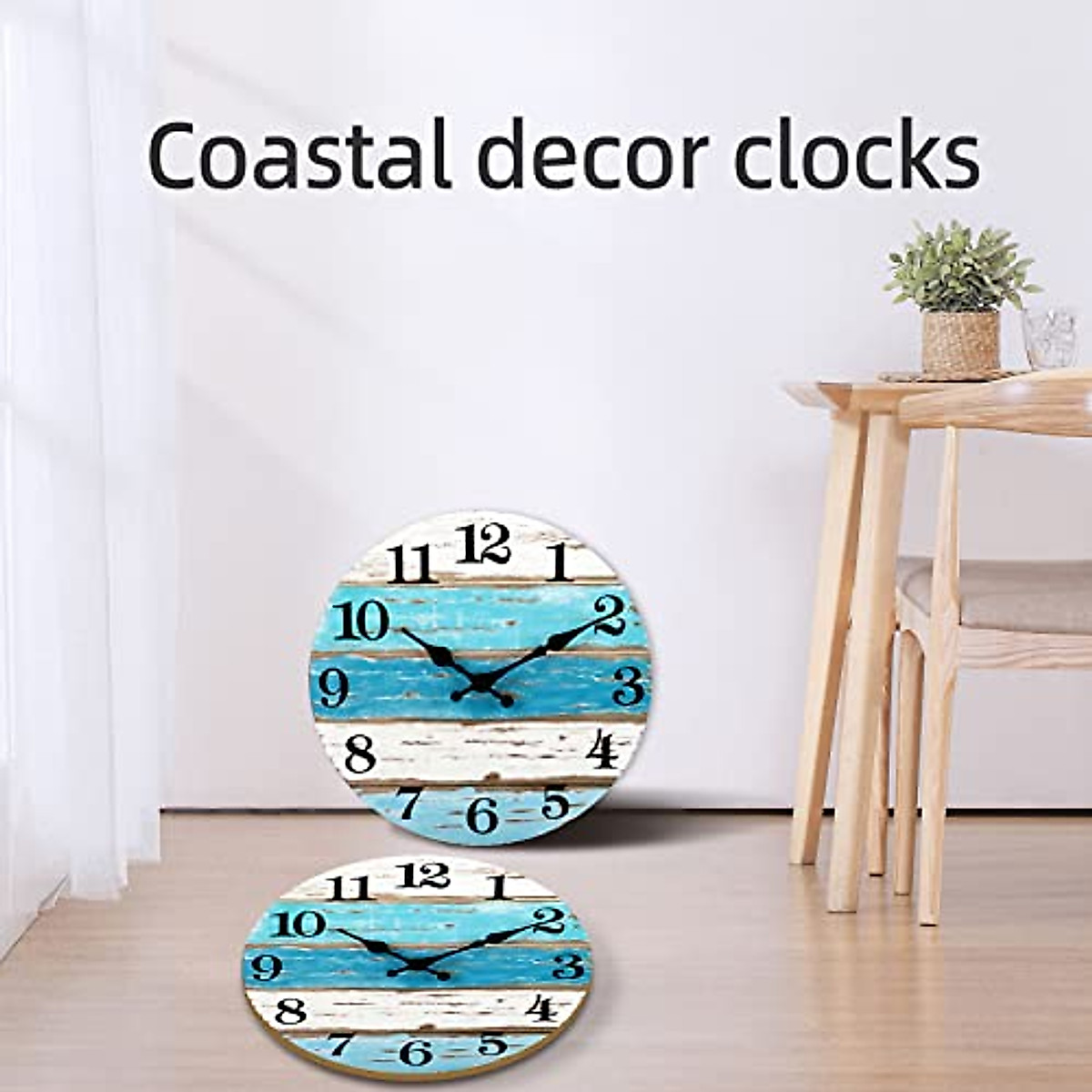 CHYLIN Nautical 14 Inch Wall Clock, Blue Ocean Theme, Silent Sweep Movement, Easy to Read, Good Gift