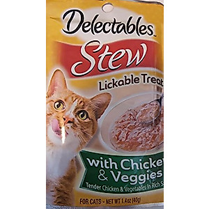 Delectables Stew Lickable Treat With Chicken & Veggies in Rich Sauce (4-POUCHES) (NET WT 1.4 OZ EACH)