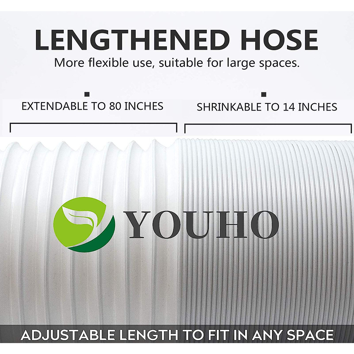 Portable Air Conditioner Hose - AC Hose YOUHO 5.1" Diameter - 80" Long. Universal Flexible Counter-Clockwise Room Airconditioner AC Vent Replacement Tube