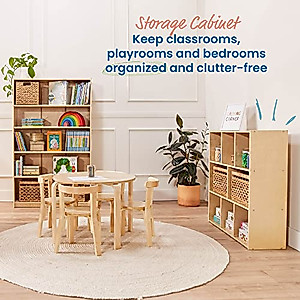 ECR4Kids Streamline 8-Compartment Storage Cabinet, 36in, Classroom Furniture, Natural