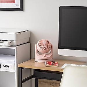 IRIS USA WOOZOO Fan, Small Oscillating Desk Fan, Table Air Circulator, 3 Speeds, 32ft Max Air Distance, Mini Fan 8 Inches, 112° Adjustable Tilt, 27.5 db Low Noise, Pink