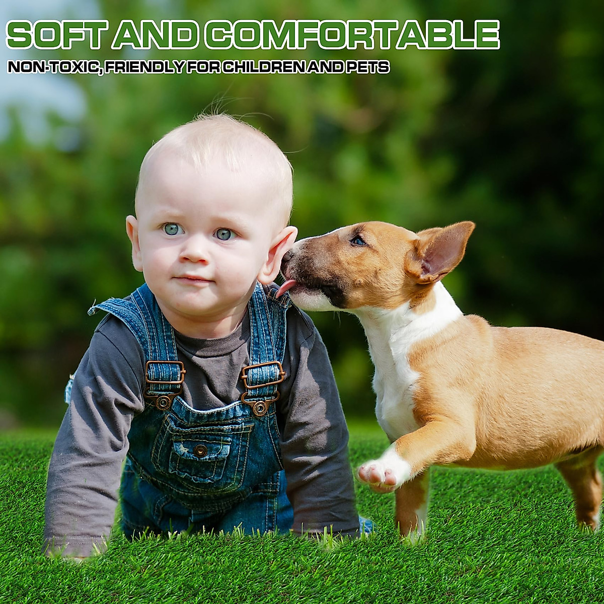 GLOBREEN Interlocking Artificial Grass Tiles 9 Pack, 12" x 12" Squares Fake Turf Grass Tiles Self-Draining for Deck, Patio, Dogs, Balcony, Backyard, Indoor Outdoor Flooring Decor