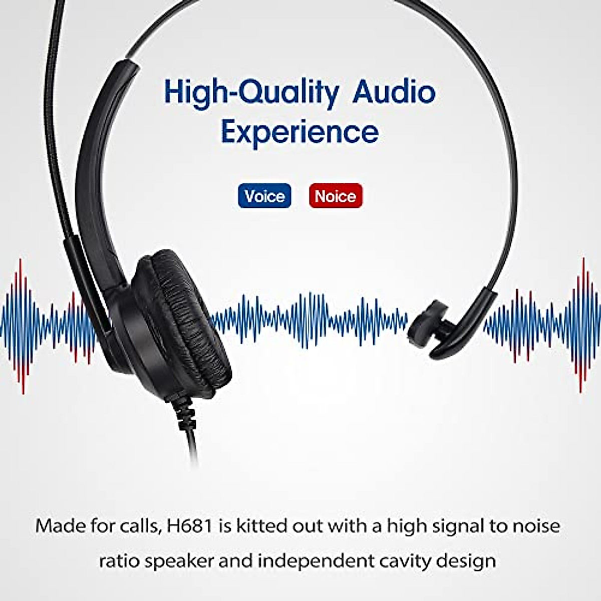 Phone Headset RJ9 with Noise Cancelling Microphone,Office Telephone Headset Compatible with Polycom Avaya ShoreTel Toshiba Digium Nortel Landline Phones, Clear Calls