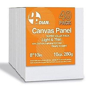 Canvas Boards for Painting 40 Pack, 8 inch x 10 inch Super Value Pack, Artist Canvas Panels for Oil & Acrylic Painting