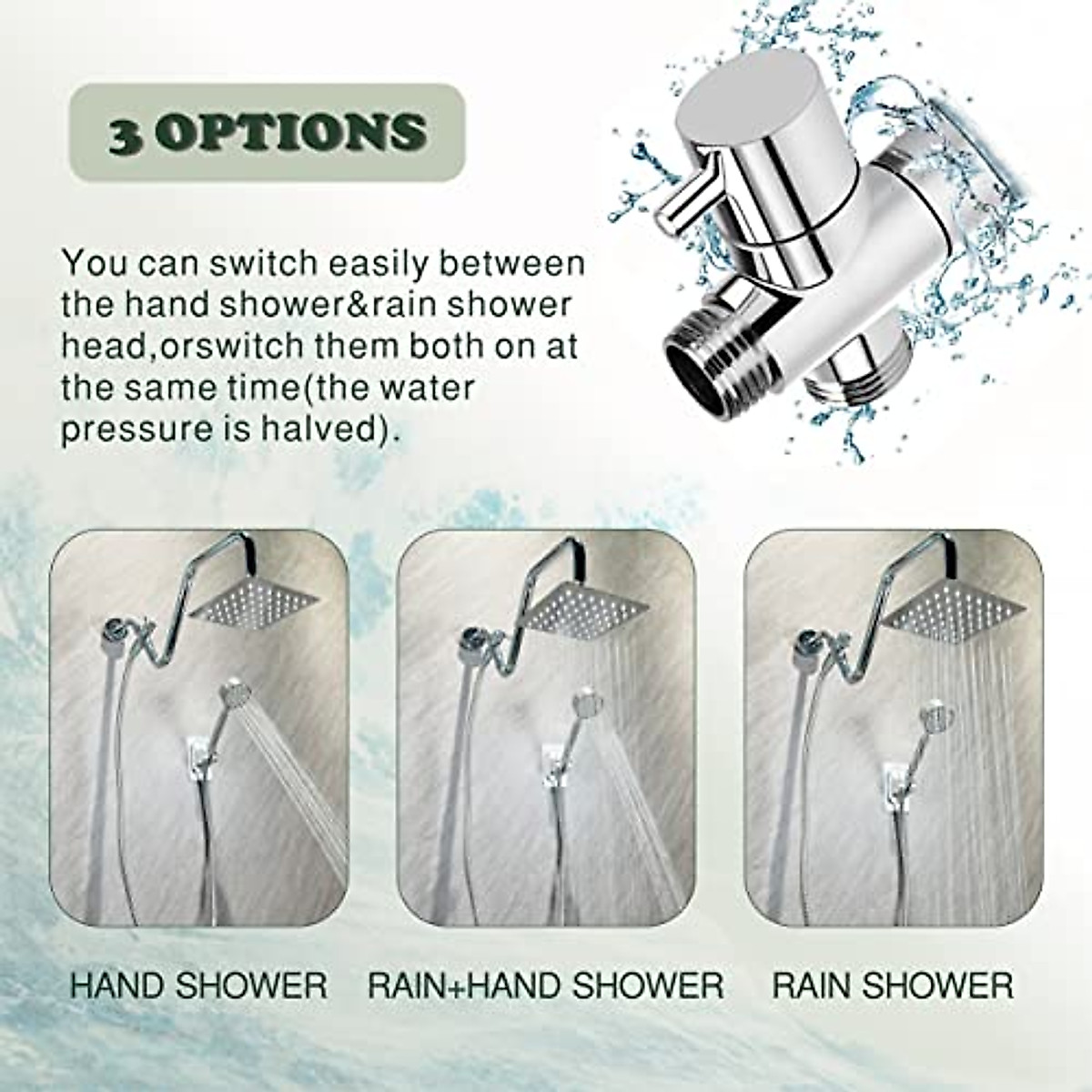 LOHNER 6"All Metal Shower Heads with Handheld,Luxurious Stainless Steel Shower head,Metal Single Setting Handheld,with Extension Shower Arm