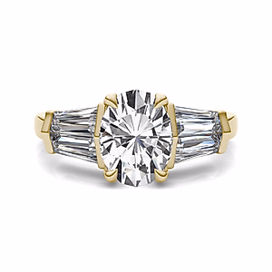 14K Yellow Gold Moissanite by Charles & Colvard 9x7mm Oval Engagement Ring-size 5 3.26cttw DEW