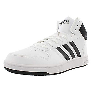 adidas Men's Hoops 2.0 Mid Basketball Shoe, White/Black/Black, 8 M US