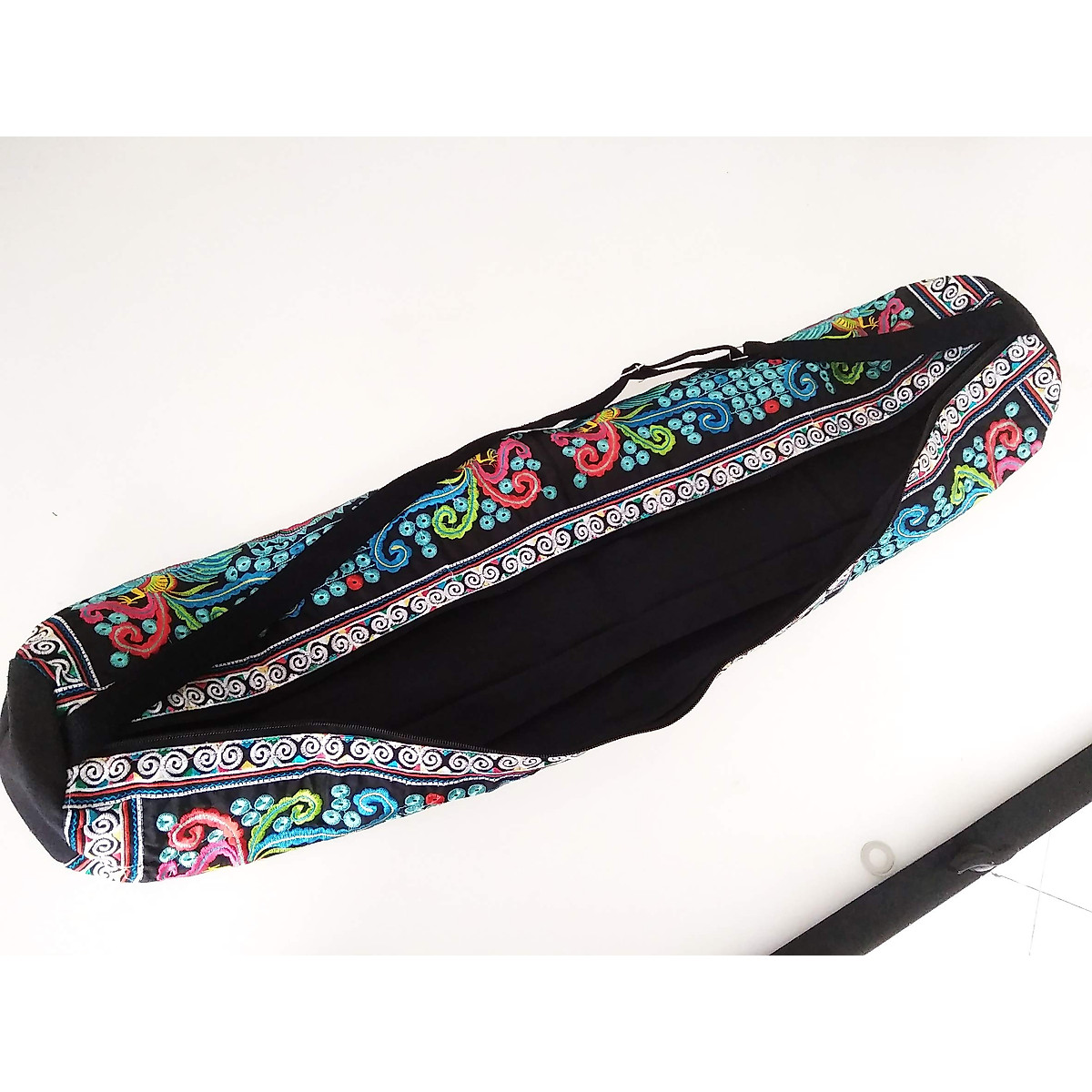 Yoga Mat Handmade Fabric Bag Accessory Blue Carrier Gym Tribal Art Thai Craft 5