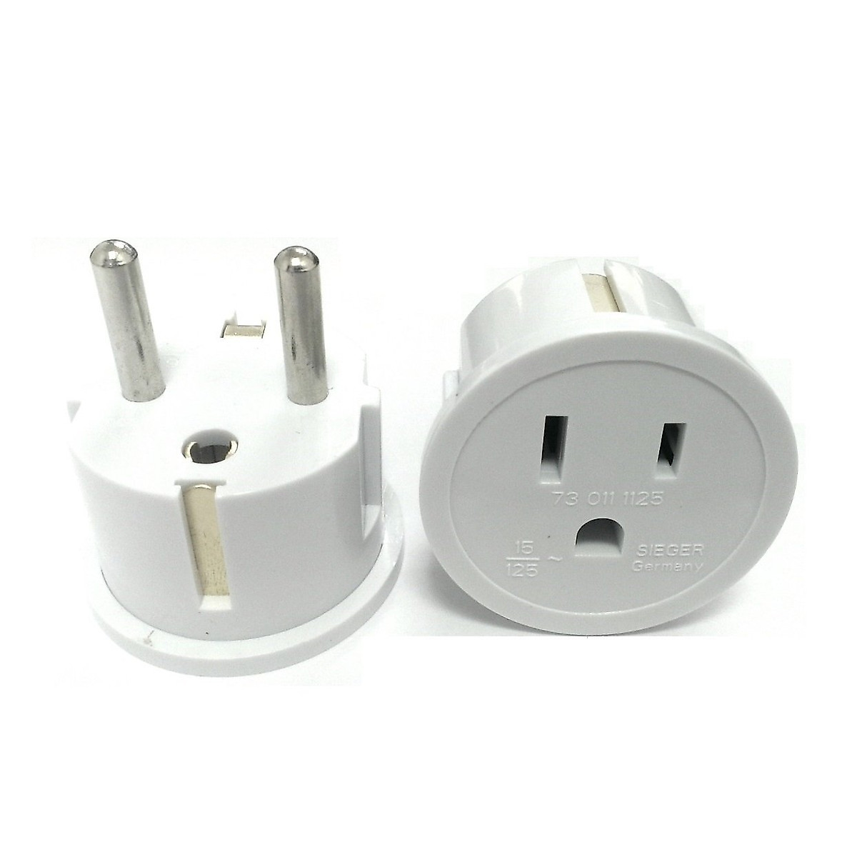 CKITZE BA-4 Grounded European German Schuko Power Plug Adapter Adaptor - American USA to German, France, Russia & more - Excellent Quality , Black or White