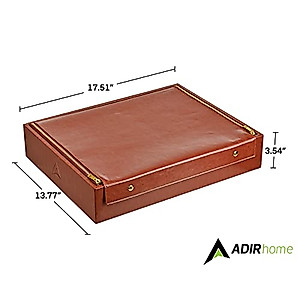 AdirHome Kitchen Silverware Utensil Holder, Leather Storage Box with Organizer Tray for Kitchen Tools Accessories Flatware Cutlery Set Knife Holder, Brown
