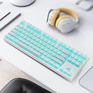 Happy Balls White Pudding Keycaps Backlit PBT Doubleshot Cherry MX Keyset OEM Profile for 61/87 TKL/104/108 MX Switches Mechanical Keyboard(White Pudding)