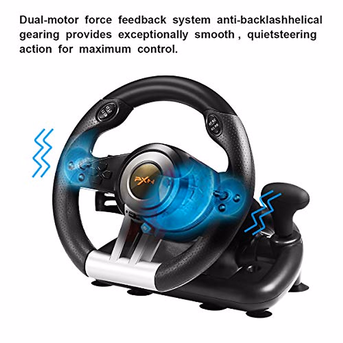PXN Xbox Steering Wheel V3II 180° Gaming Racing Wheel Driving Wheel, with Linear Pedals and Racing Paddles for Xbox Series X|S, PC, PS4, Xbox One, Switch - Black