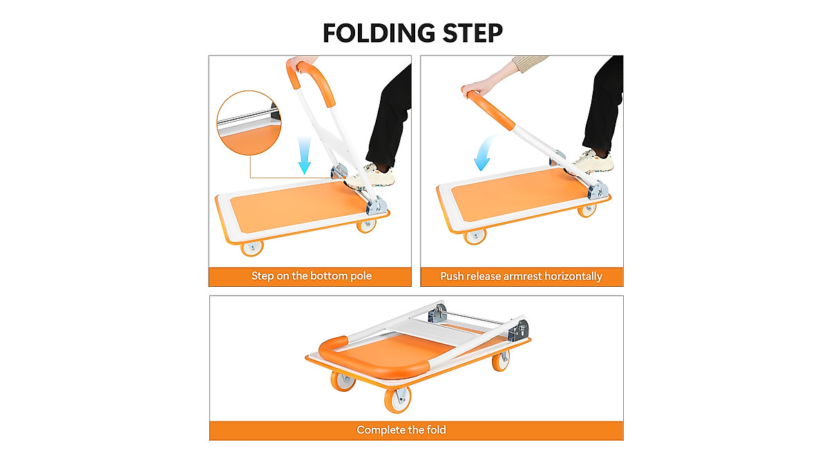 Foldable Push Cart Dolly - Heavy Duty & Portable