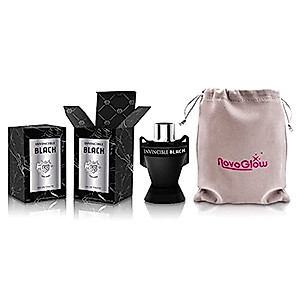 NovoGlow Invincible Black - Eau De Toilette Spray Perfume, Fragrance For Men- Daywear, Casual Daily Cologne Set with Deluxe Suede Pouch- 3.4 Oz Bottle- Ideal EDT Beauty Gift for Birthday, Anniversary