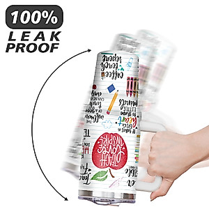 qoepfnsh Teacher Tumbler 40 oz Tumbler with Handle Teacher Travel Coffee Mug Cup Water Bottle Stainless Steel Insulated 40oz Tumblers with Lid and Straw Teacher Gifts for Women