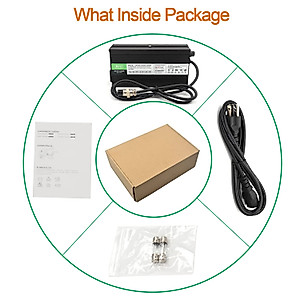 84V 5A Li-ion Battery Smart Charger for 20S 72V Li-ion Battery Black Aluminum Case with Cooling Fan (GX16 1+ 3- Plug)