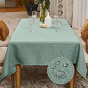 BALCONY & FALCON Rectangle Tablecloth Washable Wrinkle Resistant and Water Proof Table Cloth Decorative Linen Fabric Tablecloths for Dining Parties Kitchen Wedding and Outdoor Use (Mint Green, 55x70)
