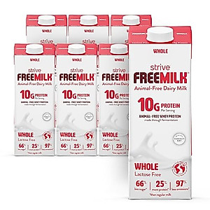 Strive FREEMILK, Animal-Free Dairy Milk, 32 oz Carton (Pack of 6), Lactose Free, 10g Protein per Serving, Alt Milk, Shelf Stable, Precision Fermentation, Perfect Day
