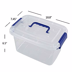 Eagrye 6-Pack 5 Quart Plastic Storage Box with Handle, Clear Storage Bin
