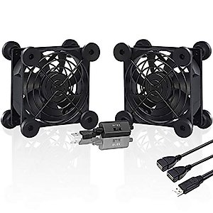 upHere USB Computer Fan Black,Dual 80mm Fan,3 Adjustable Speeds Silent Fan for Computer Cases Computer Cabinet PlayStation Xbox Cooling,U804
