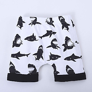 U·nikaka Toddler Baby Boy Cartoon Short Sleeve Button Down Shirt & Casual Shorts Kids Summer Outfits Clothes Set Black, 12-18 Months