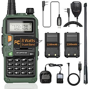 BaoFeng UV-S9 Plus 8W Ham Radio High Power Tri-Power Portable Two Way Radio with Extra 2200 mAh Battery,USB Charger Cable,Programming Cable,Speaker Mic Full Kit