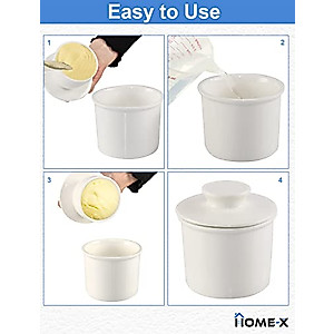 HOME-X Butter Crock, Stoneware Butter Container, Bell-Shaped Butter Keeper for Easily Spreadable Butter, 3 ¾" D x 3 ¾" H, White