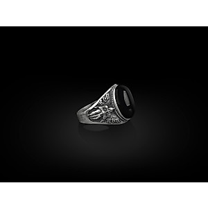 BySilverStone Jewelry Saint Michael The Archangel Oval Gemstone Signet, Carnelian Mens Ring, Sterling Silver Signet Ring, Catholic Gifts for Women