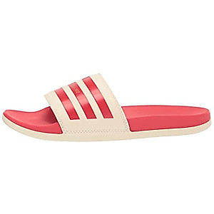 adidas Unisex Adilette Slides Sandal, Wonder White/Vivid Red/Gold Metallic, 13 US Women