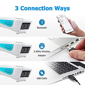NETUM Upgraded Mini Bluetooth 2D QR Barcode Scanner, 3 in 1 Wireless Portable Pocket Small 1D 2D Bar Code Reader, Automatic Fast, Precise scanning for POS, C850 White